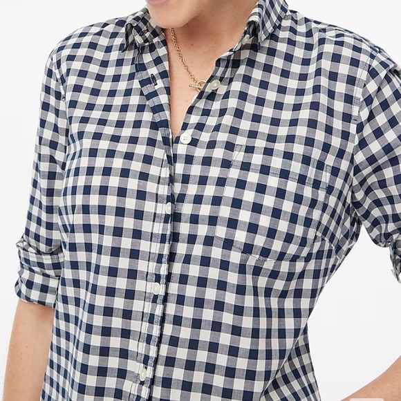 J. Crew | Tops | J Crew Gingham Lightweight Cotton Shirt In Signature ...